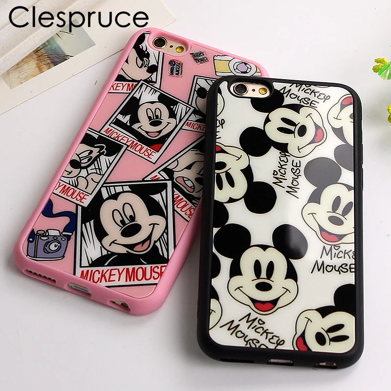 Clespruce Mickey Mouse black Silicone Phone Cover Mirror back Case For ...