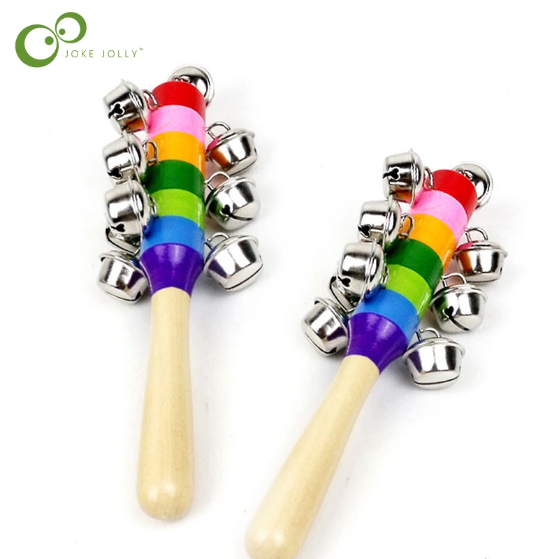 2019 HOT Kids Colorful wooden bell Toys instruments Baby Rattles 10 ...