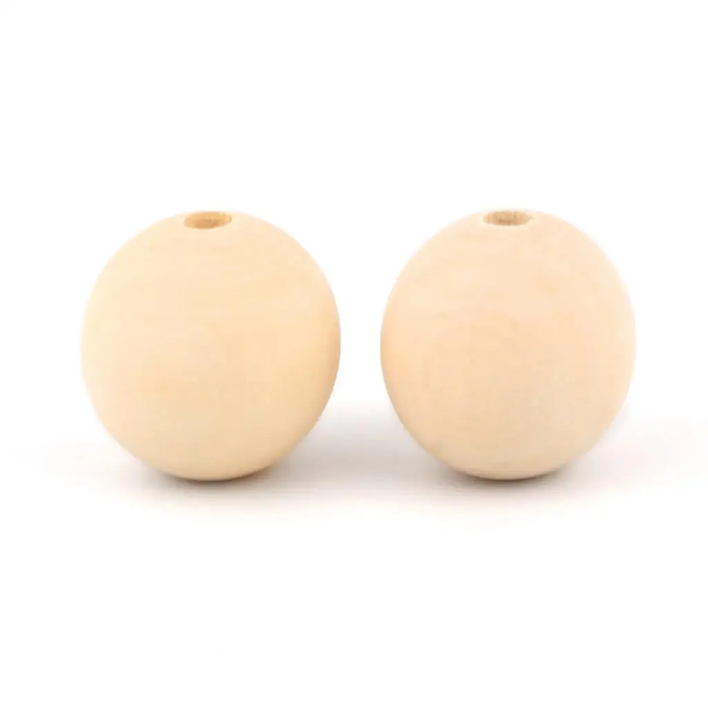 1pcs Natural round Wood Spacer Beads Pendants Connectors diy handmade ...