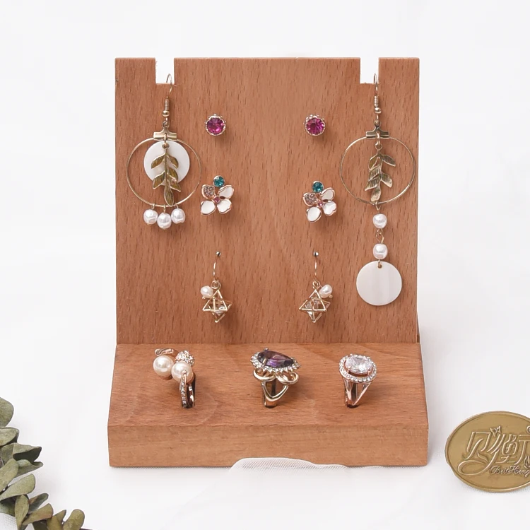 Solid Wood Earrings Ring Display Holder Jewelry Display Rack Earrings ...