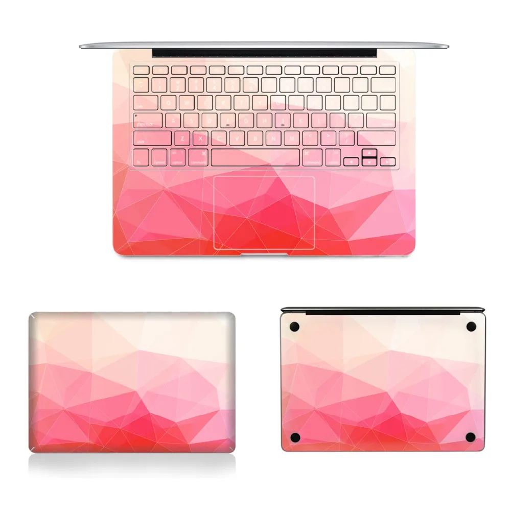Top Bottom&Keyboard Side Stickers Laptop Full Vinyl Decal Gradiant Pink Skins For Macbook Air ...