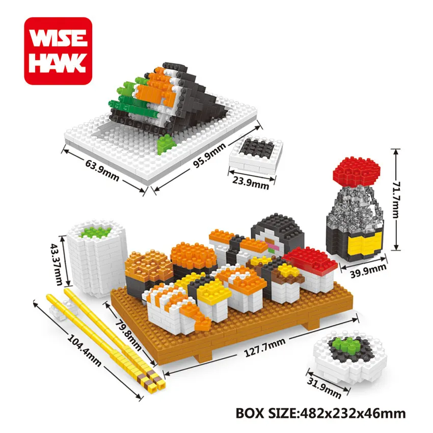 WiseHawk Hot Selling Delicious Sushi Food Mini Blocks Kids Toys 3D ...