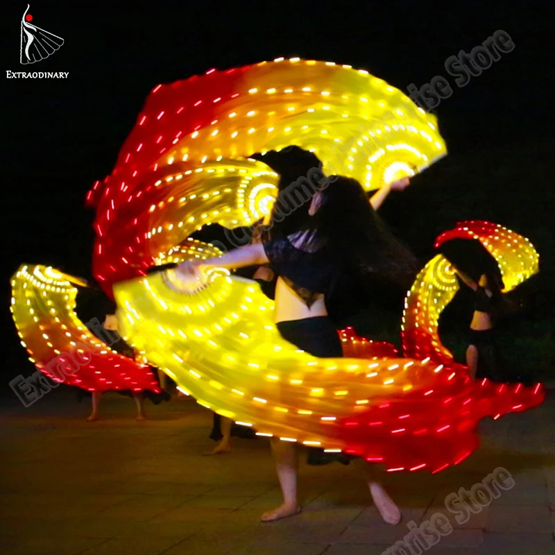 Belly-Dance-Fan-Veils-Silk-LED-Light-Show-Led-Silk-Fan-Veil-Yellow-Red ...