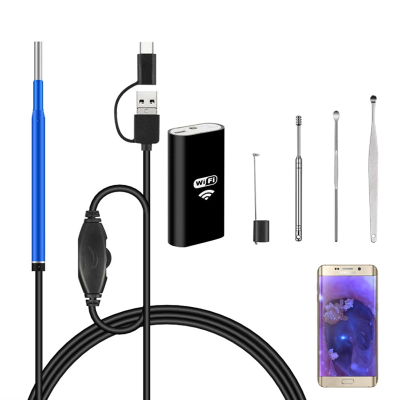 WiFi Ear Endoscope 3.9MM Wireless Digital Ear Otoscope Inspection ...
