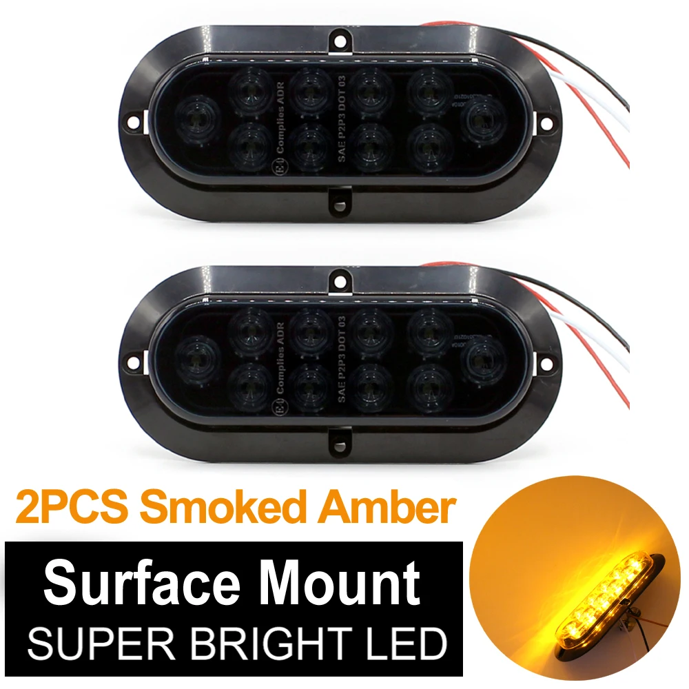 Tkeapl-TMH-2X-6-10-LED-Surface-Mount-Oval-Smoked-Amber-Stop-Brake ...