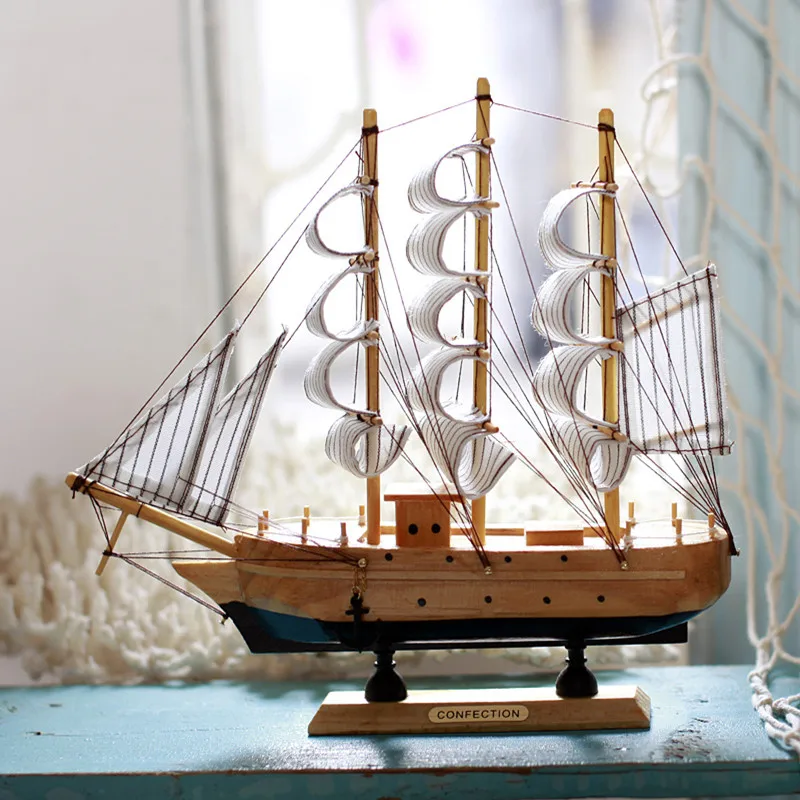 24 CM Modelo De Barco De Madera 1 UNID Tallado Hecho A Mano de Estilo ...