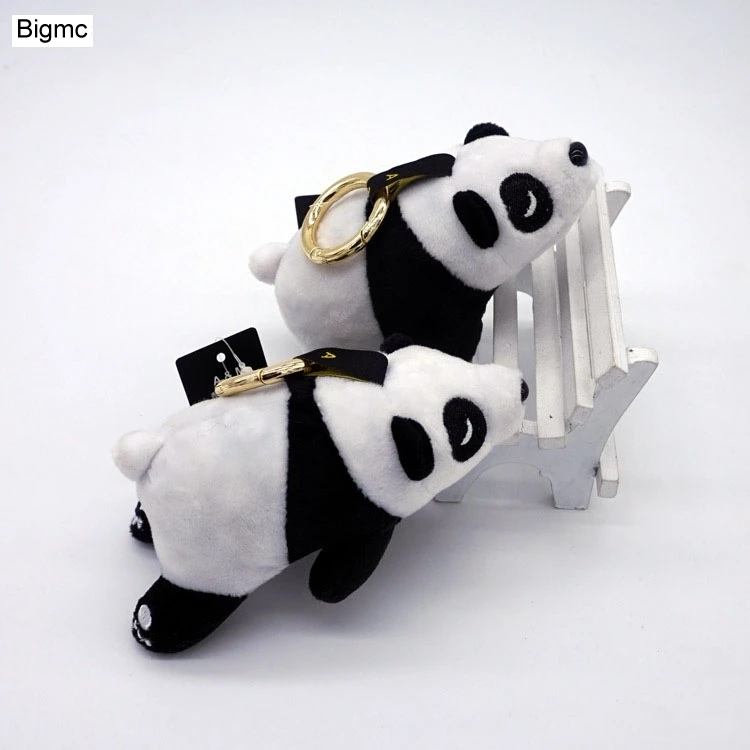 New 3D panda Key Chain women Pompom Animal Plush keychain Bag Charm ...