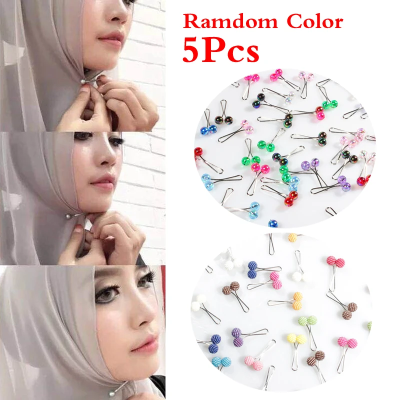 5pcs New Muslim Hijab Scarf Pin Pearl Clip Scarf Pin Headscarf Shawl ...