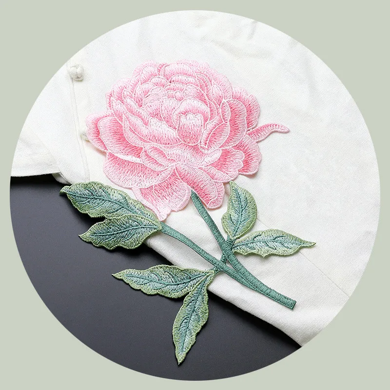 Spring new camellia large cloth patches decoration repair embroidery ...