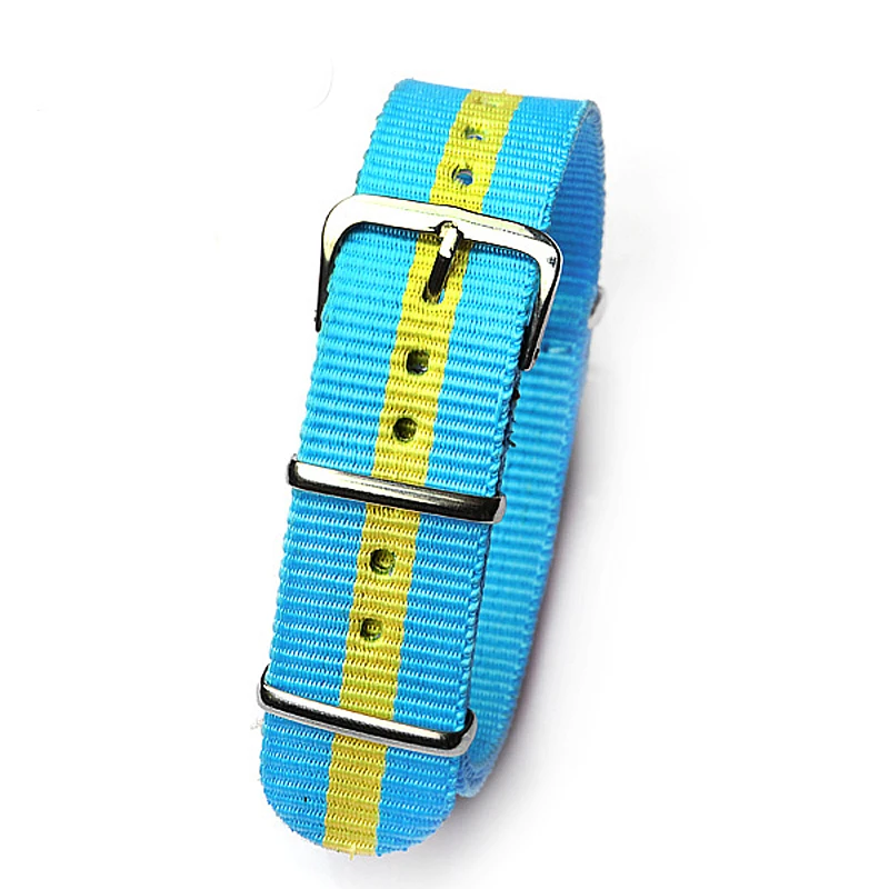Retail 20mm Light Blue Yellow Light Blue Sport Nato Fabric Watch Band ...