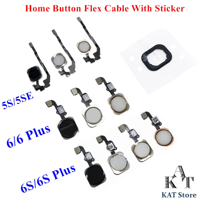 1pcs Home Button Flex Cable With Rubber Sticker For 5 5c 5s 5se 6 6s ...