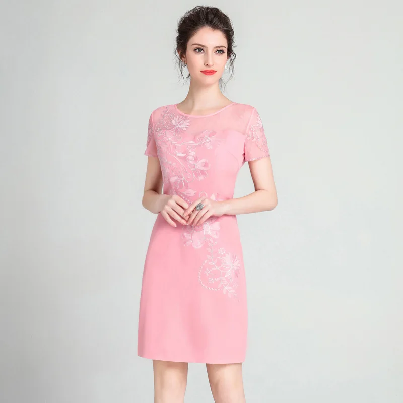 2018 Summer Embroidery Sheath Women Dress Elegant Fashion Style Short ...