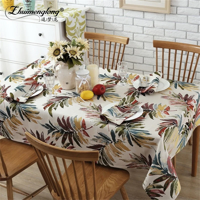 Zhuimenglong Thick Cotton Table Cloth Fresh Leaf Flower Fashion Home ...