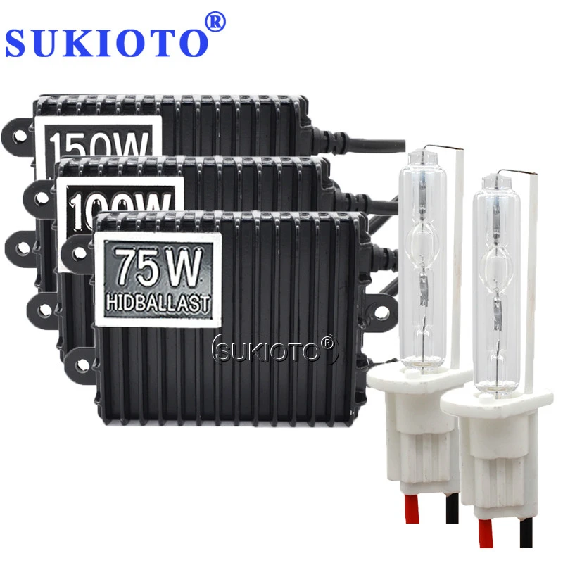 SUKIOTO 12V 75W 100W 150W ballast HID xenon kit H1 H3 H4 H8 H11 D2S D2H hid xenon kit high power ...