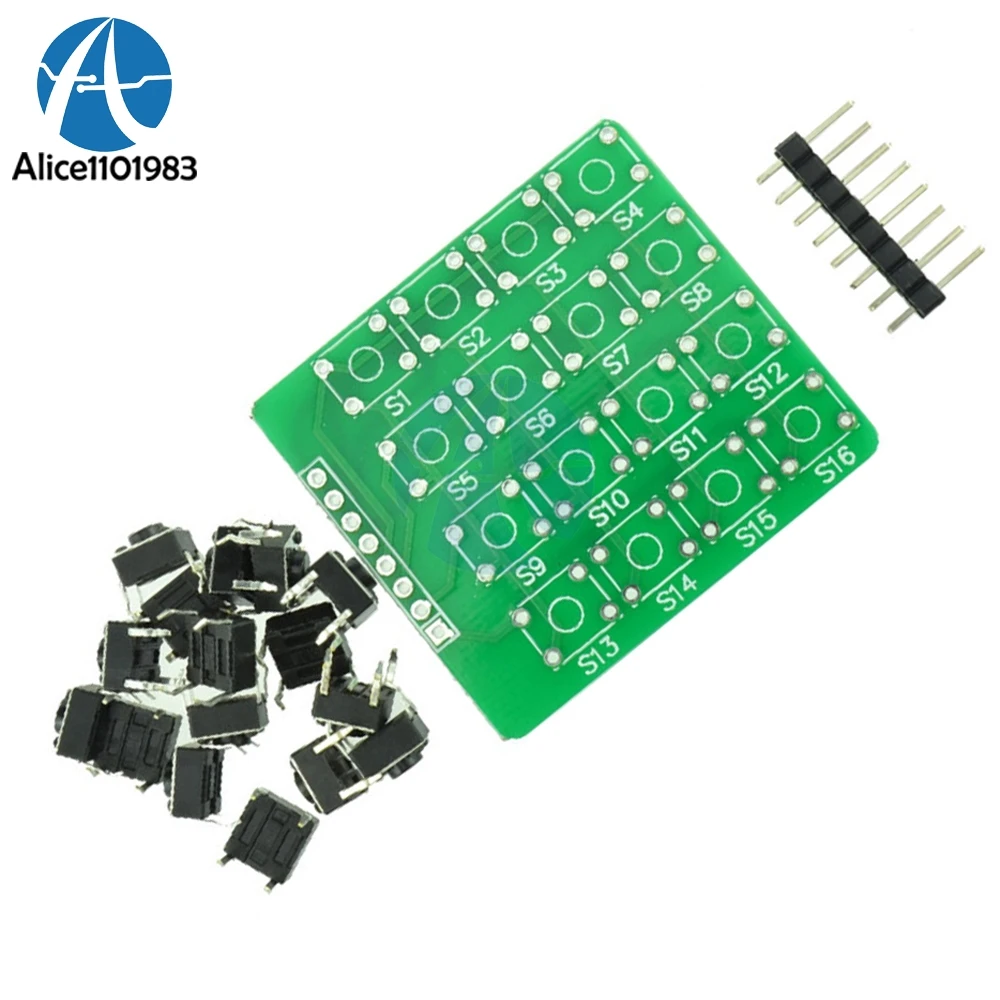 Other Electronic Components 2pcs 16 Keypad 4x4 Matrix 16 Botton Keyboard Module Mcu Green Board