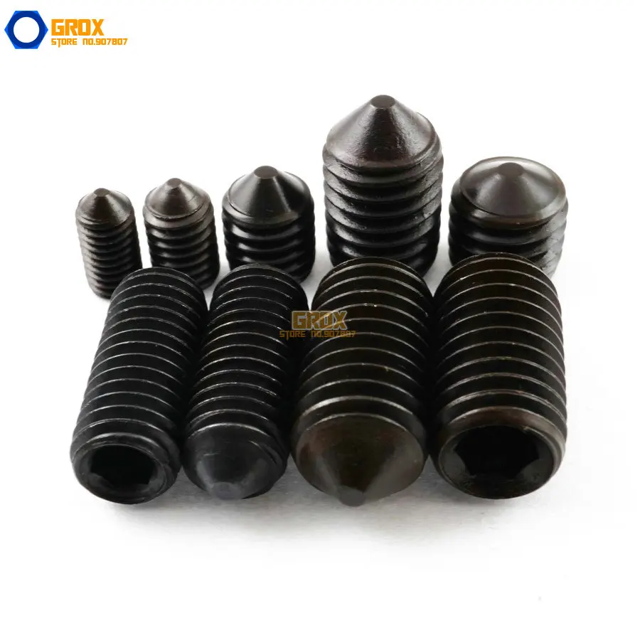 M6 M8 M10 M12 Cone Point Grub Screws Hex Socket Set Screw 12.9 Grade ...