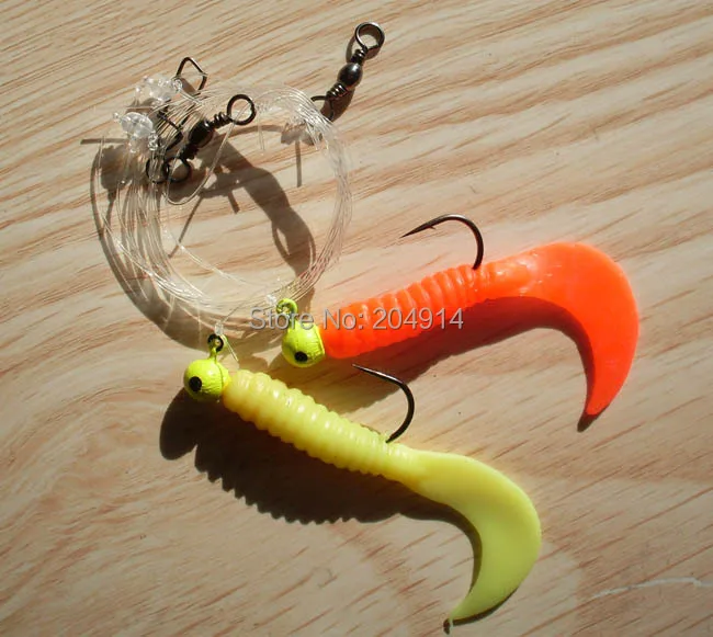 10pcs 3/0 sea Sabiki rigs Fishing hook JIg head hooks with soft grub ...
