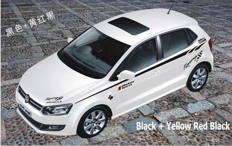 Car Sticker Decal Sports Racing Stripe for Volkswagen New Polo 2011 ...