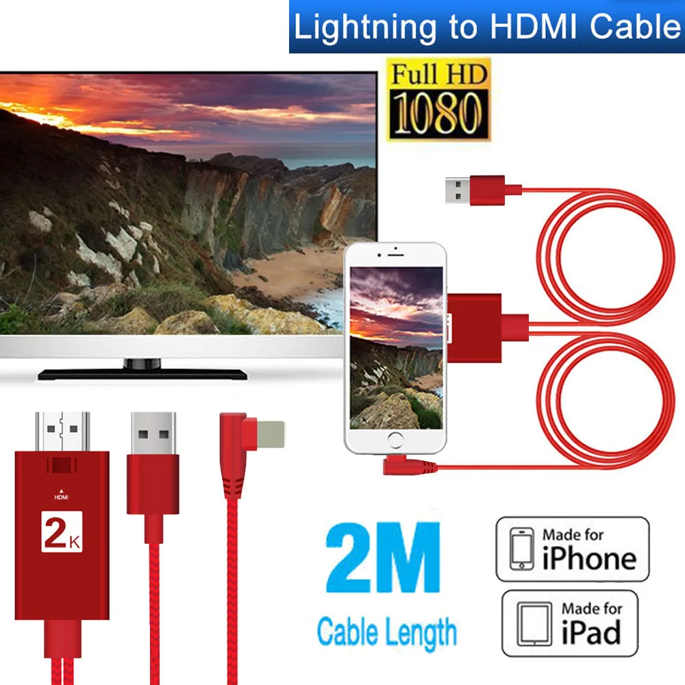 1080P USB 8 Pin To HDMI/HDTV Elbow Digital Adapter Converter iOS ...