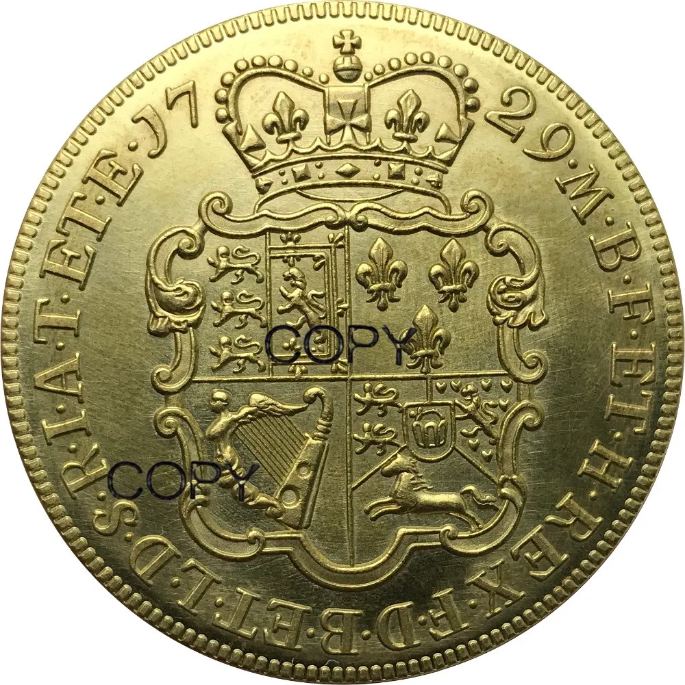 Great-Britain-George-II-gold-5-Guineas-1729-E-I-C-Brass-Metal-Copy ...
