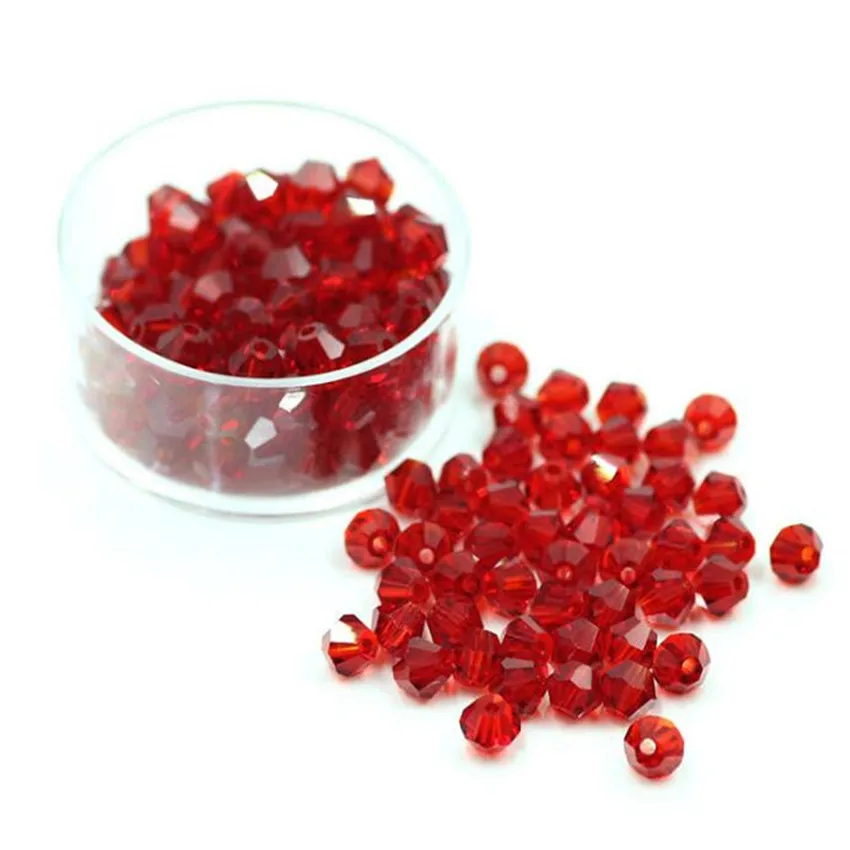 MHS.SUN AAA Quality 3MM 8MM Siam Red Color 16 Faceted Bicone Crystal ...