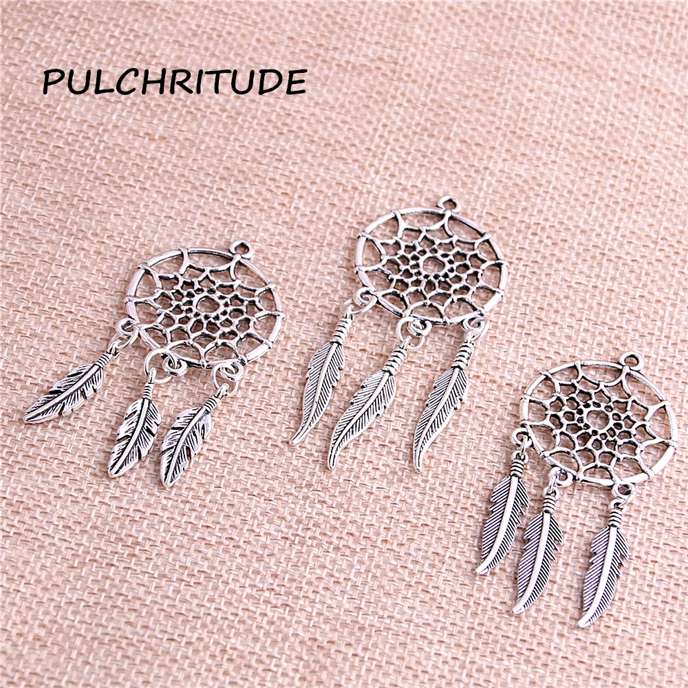 10pcs/lot Vintage Tree Feather Dream Catcher Charms for Jewelry Making ...