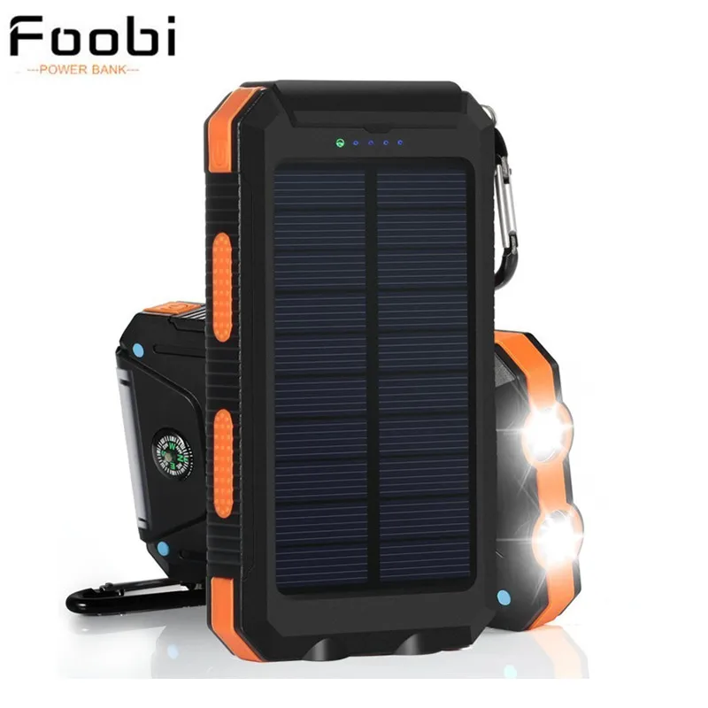 Foobi 20000mah Solar Charger Portable Solar Power Bank Backup External ...
