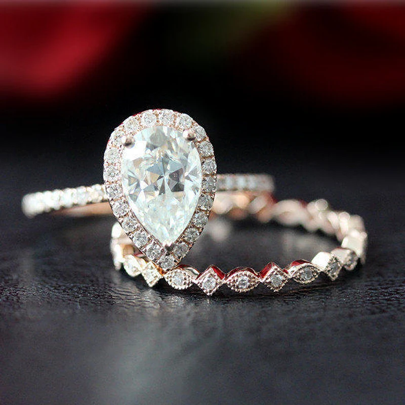 Buy Moissanite Ring 14k Rose Gold 1 5ct 9x6mm Pear Cut