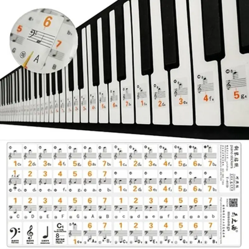 Transparent Piano Stave Note Sticker For 37 49 61 88 Keys, 44% OFF