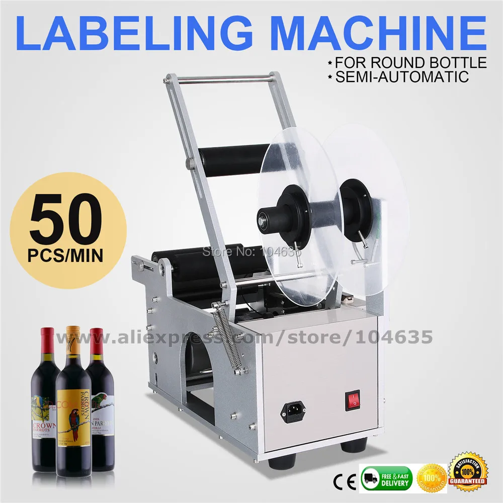 Máquina de etiquetado de botellas redondas semiautomático MT50, 100% de ...