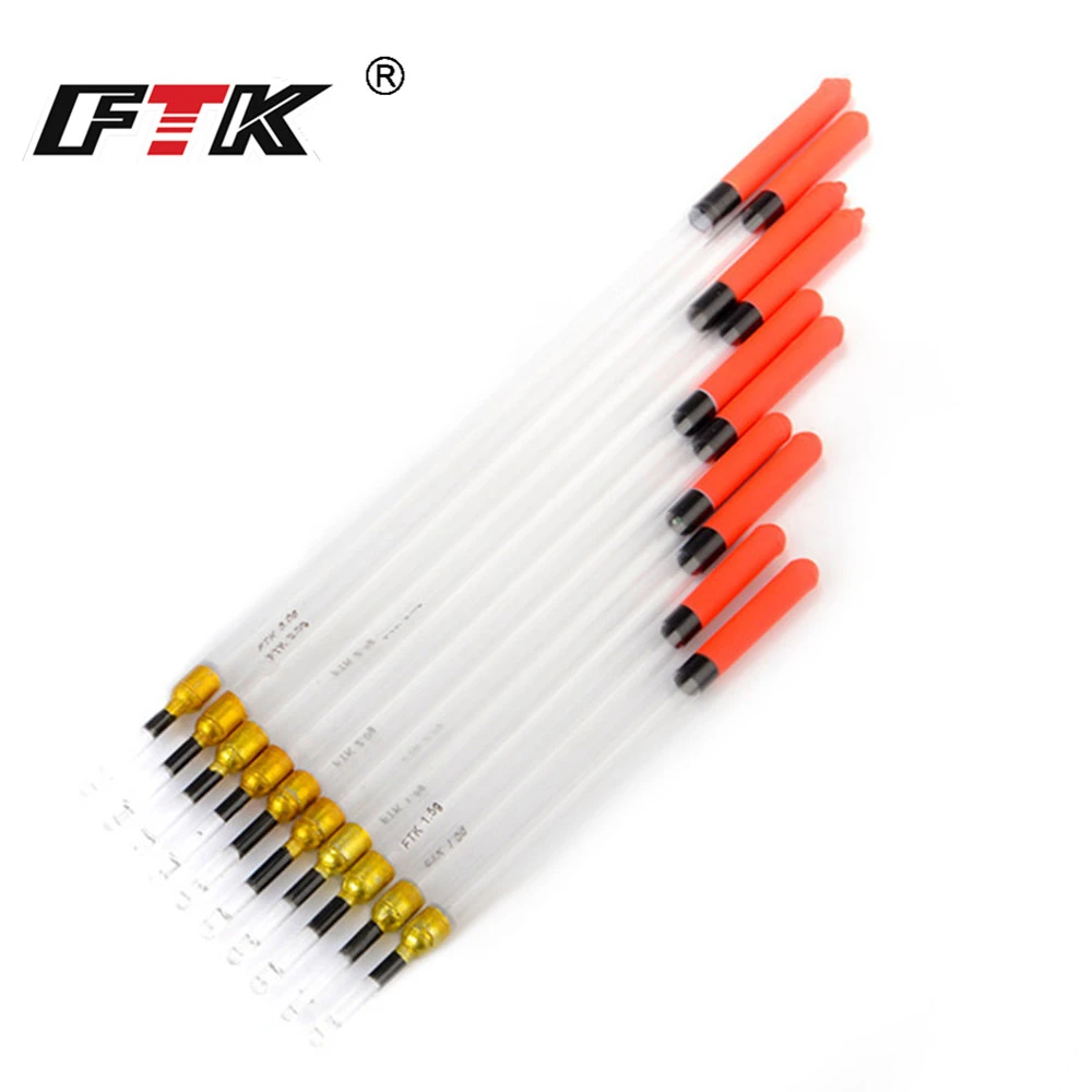 FTK 10Pcs/Pack Clear Plastic Fishing Floats Floating Stem Tubes Mix ...