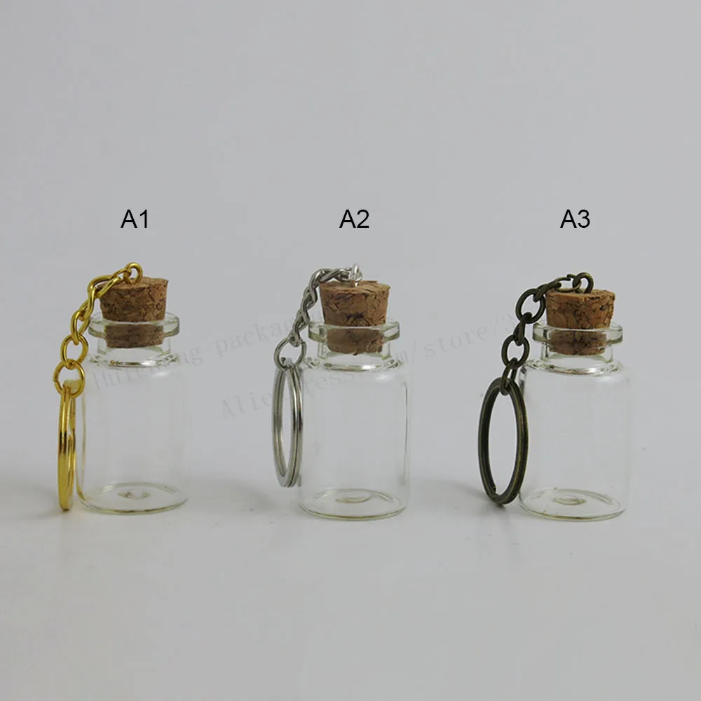500 X 7ML 10ML Mini Cute Glass Bottles Key Chain Pendants Small Wishing ...