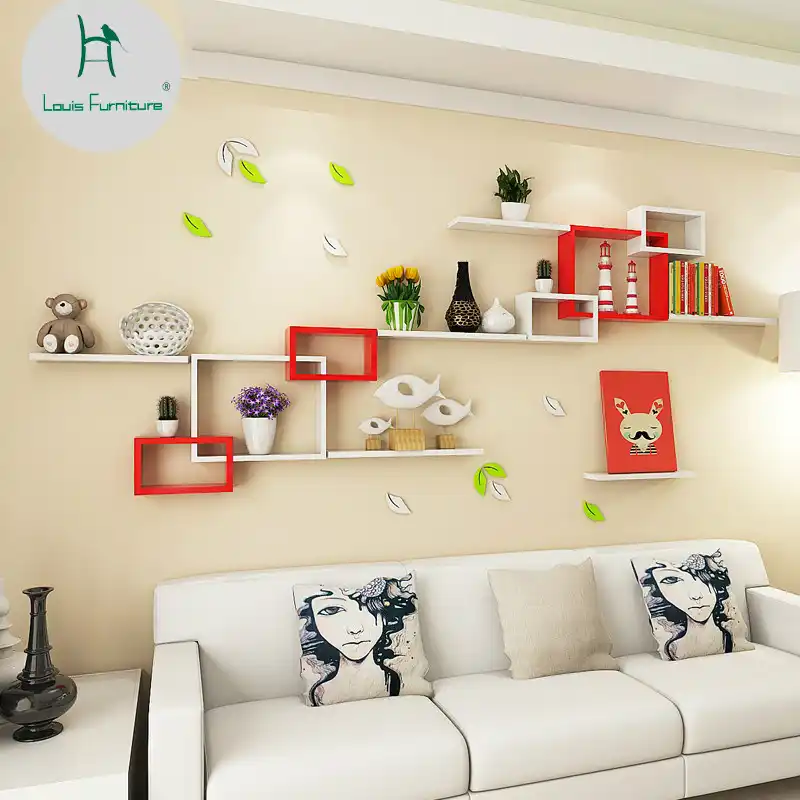 Louis Fashion Panel Wall Shelf Modern Simple Hanging Creative Plaid ...