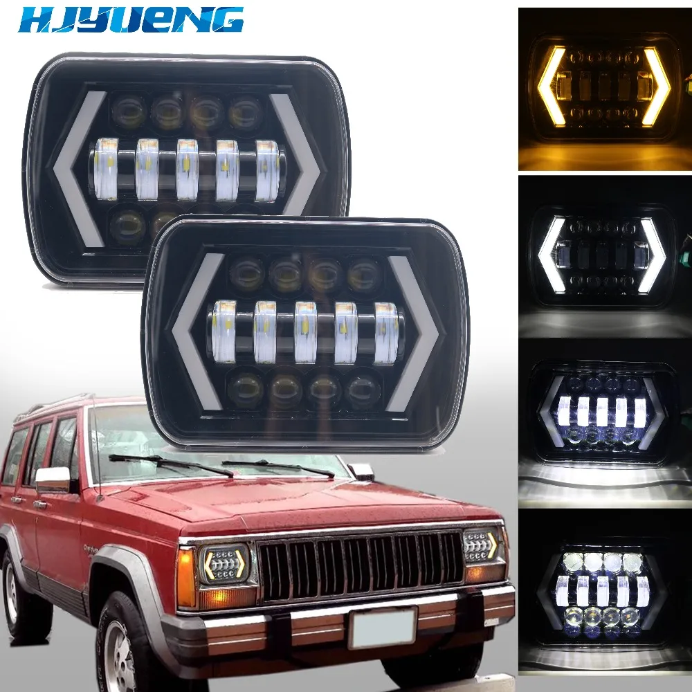 5"x7" 6x7inch Rectangular Led Headlights For Toyota Pickup Wrangler Yj ...