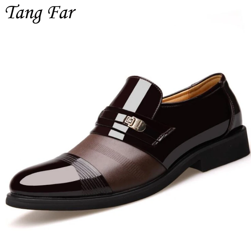 Sapatos sociais masculinos de microfibra de couro, plus size ...