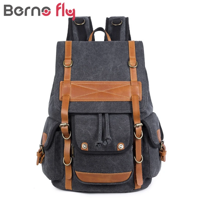 Berno fly Man Canvas Backpack Travel Schoolbag Male Backpacks Men Large ...