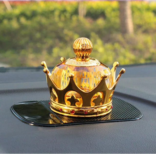 Crystal crown car perfume seat small ornaments car Golden car luxury ...