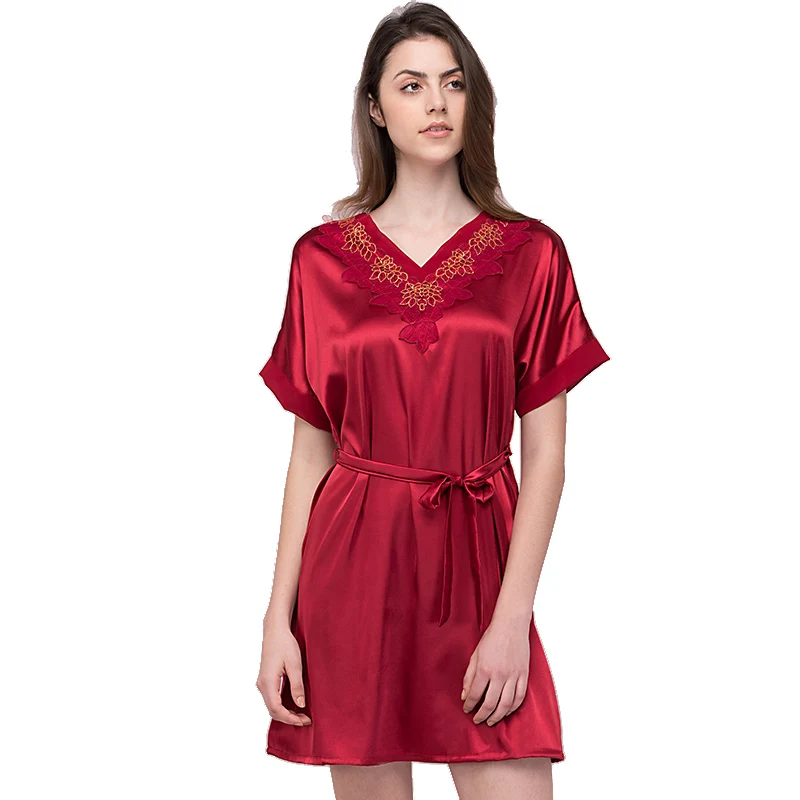 Junoesque Summer Women V Neck Loose Night Dress Female Sexy Intimate Chiffon Lacy Short