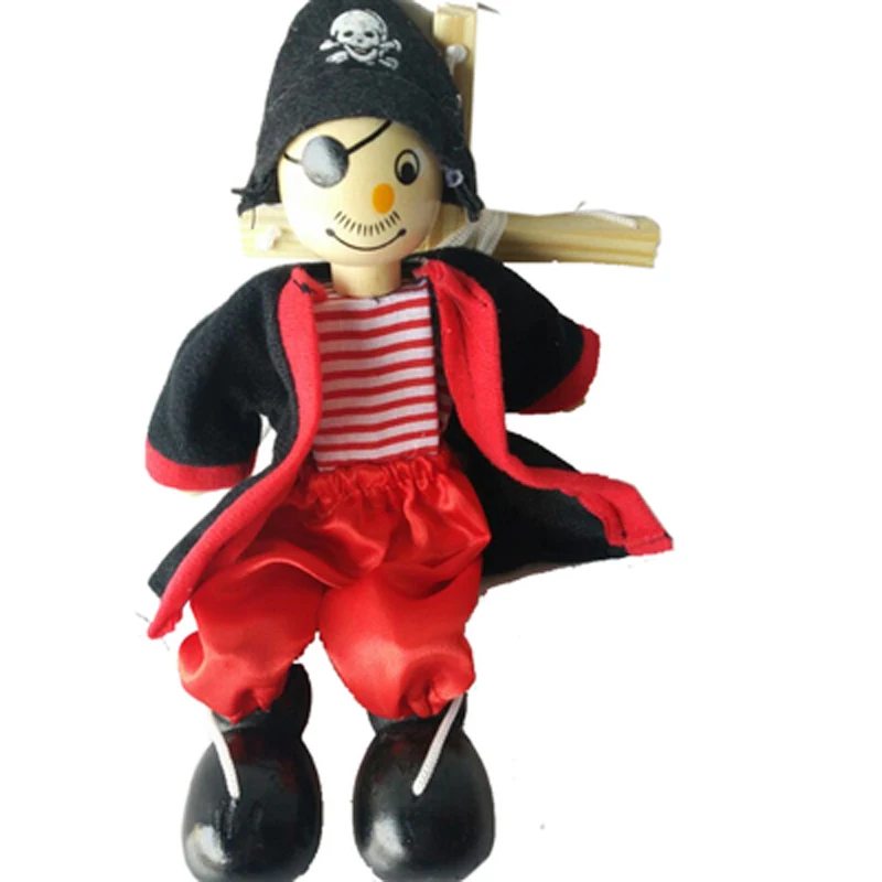 New Funny Toy Pull String Puppet Pirate Wooden Marionette Puppet Toy ...