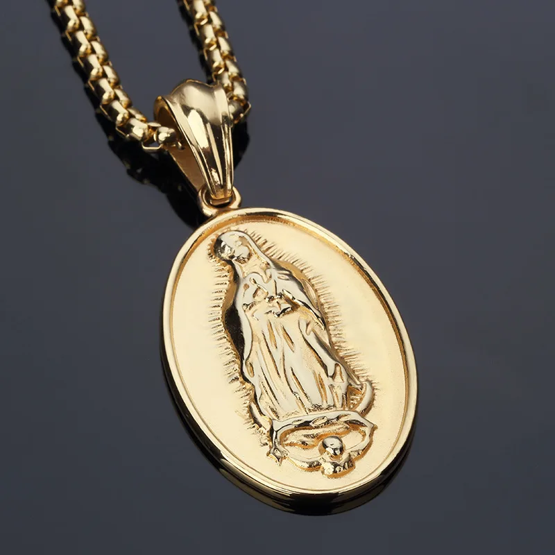 2017 New High quality Blessed Virgin Mary Steel Pendant Gold Chain for ...
