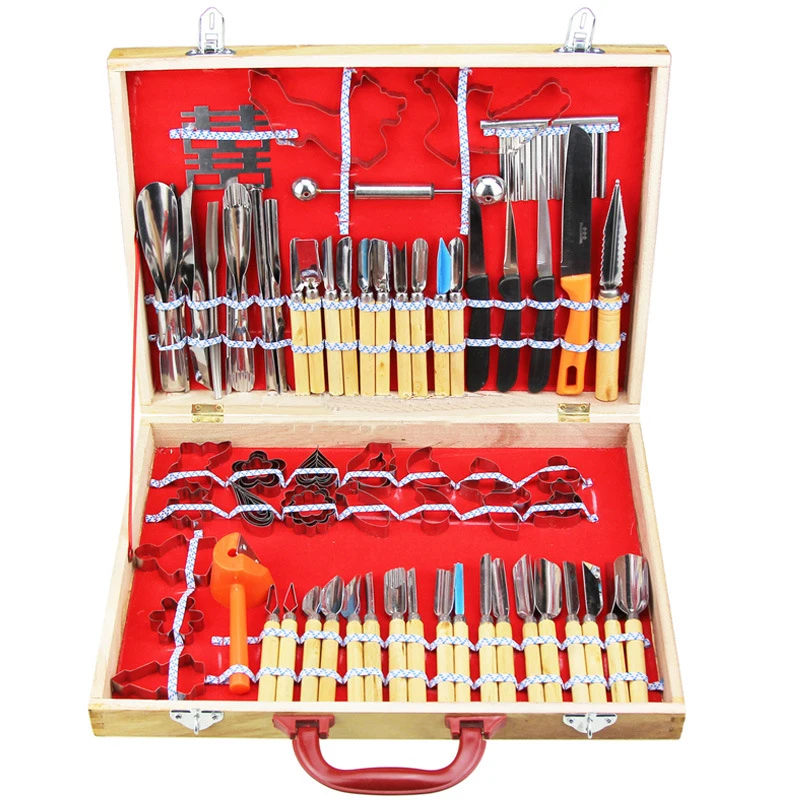 80 pcs Professional Chef Carving Set Wood Box Food Fruit Vegetables ...