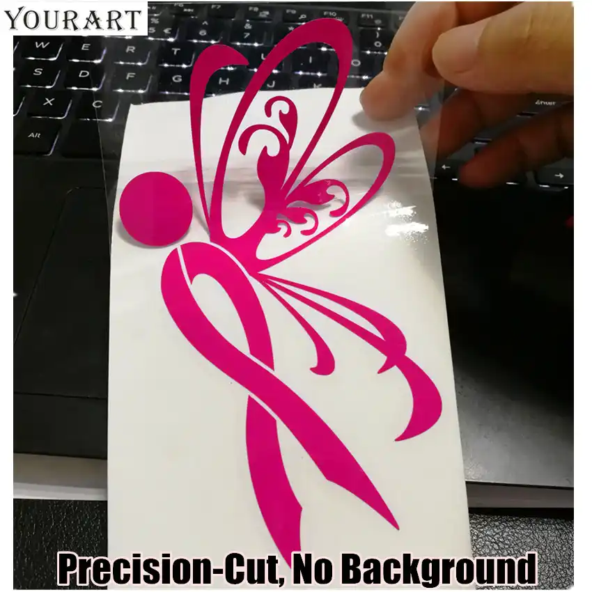 Vinyl Decals Car Sticker Butterfly Pink Ribbon Breast Cancer Awareness Survivors Gift Bumper ...