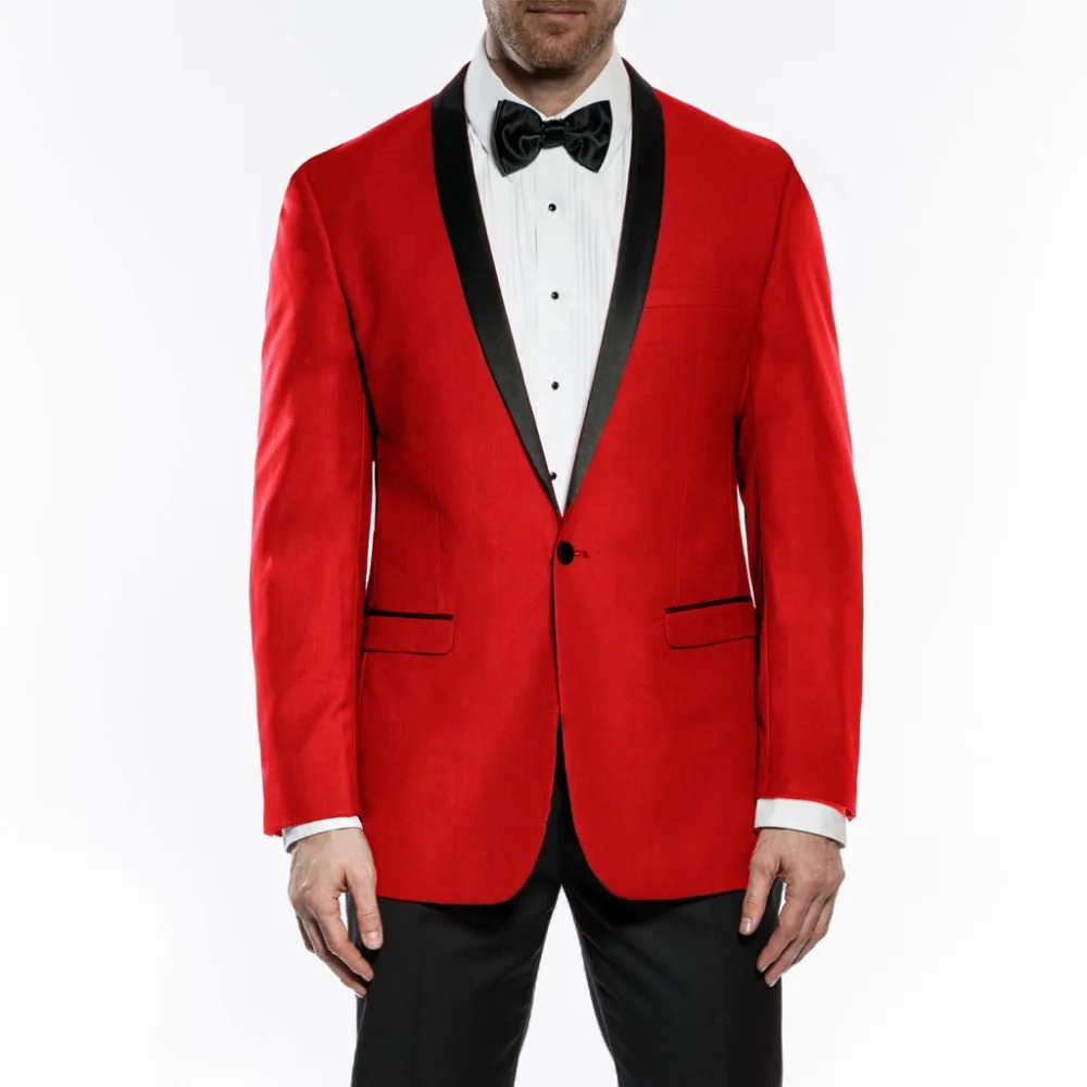 2018 wedding suits for men red shawl lapel men suits classic blazer ...