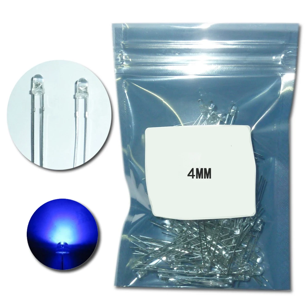 4mm Super Bright LED Light mitting Diodes White Clear Blue Light Tube ...