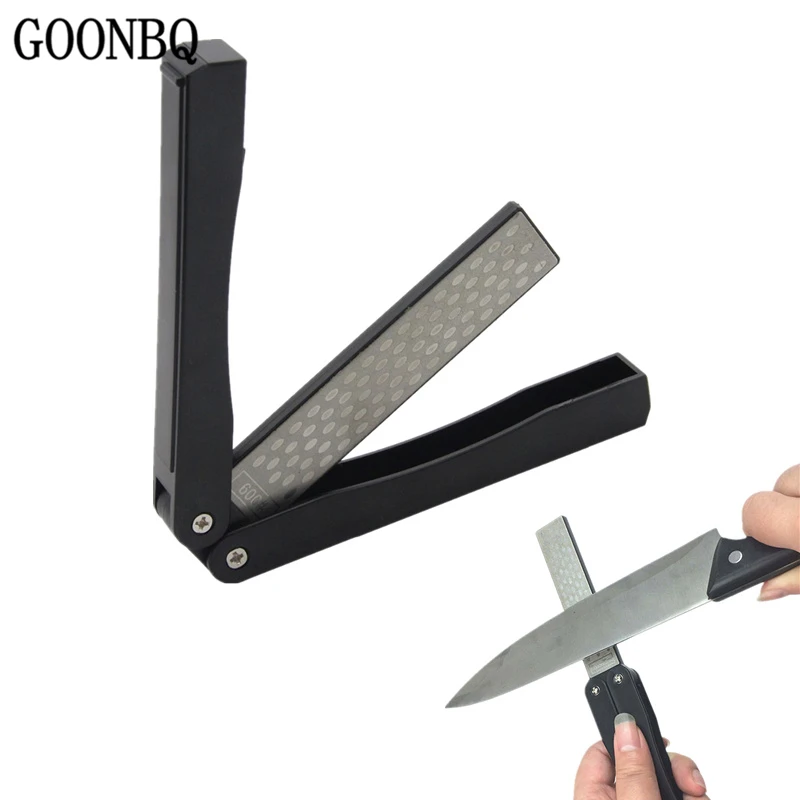 Goonbq 1pc Double Sides Knife Sharpener Professional Foldable Pocket