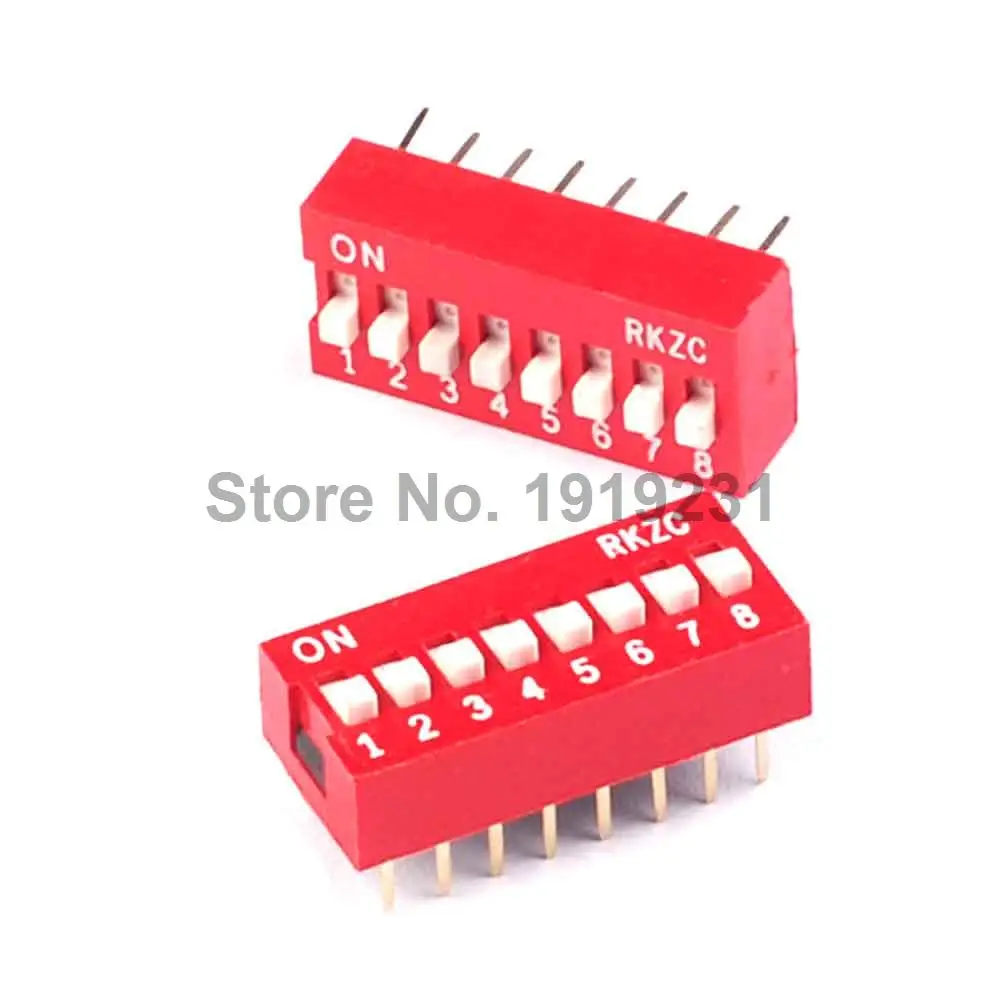 2pcs/lot 8 Pin Dip Switch 8p 2.54mm Toggle Switch Red Snap Switch ...