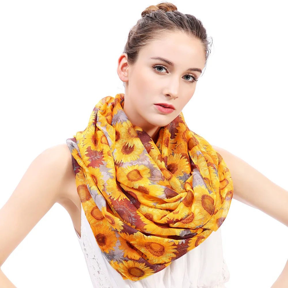 Sunflowers Floral Print Women's Infinity Loop Scarf Snood Gift ...