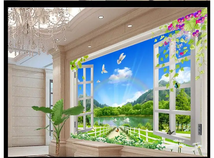 Window 3d Wall Murals Wallpaper Large custom mural wallpaper beautiful ...