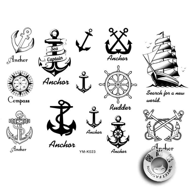 Waterproof tattoo sticker anchor rudder sailing compass k023|compass ...