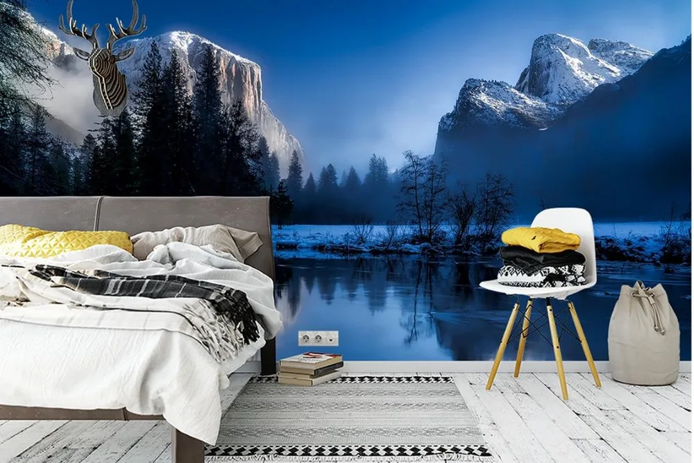 Custom 3d mural wall scenery wallpaper for living room Mountains of the ...